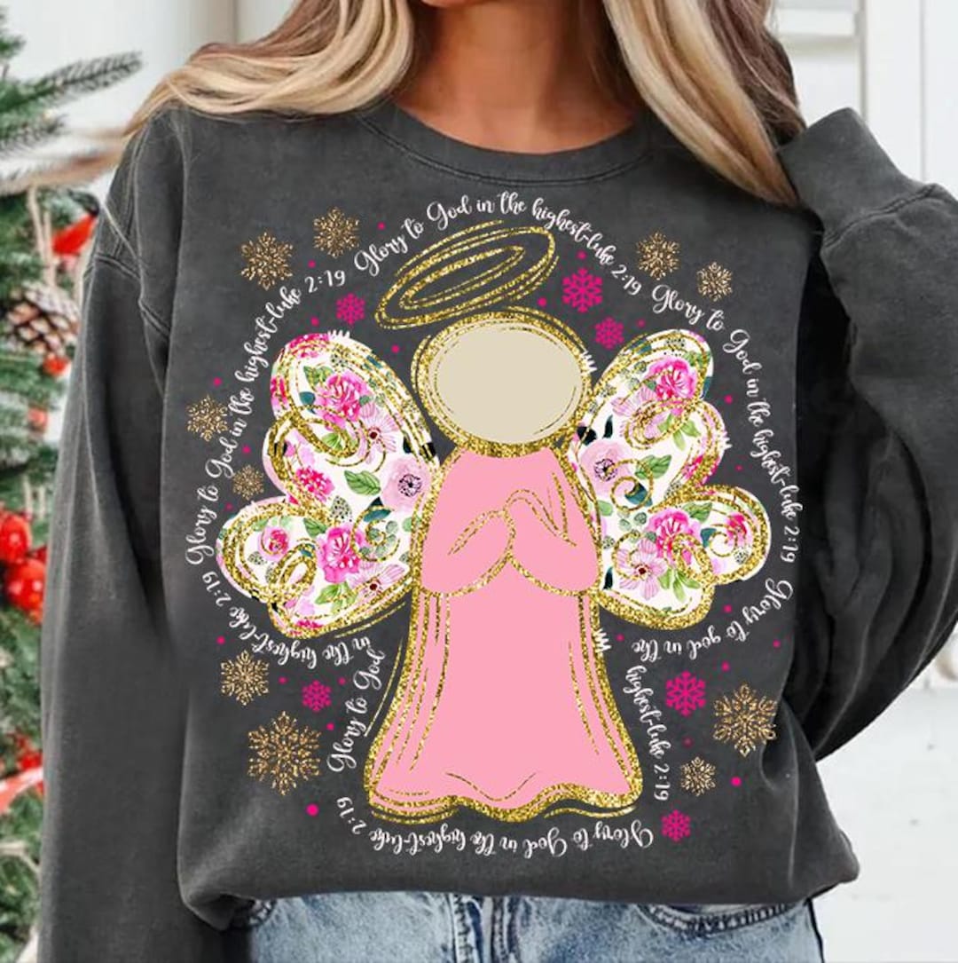 Glitter Pink Floral Angel God Png, Glory to God Png, Christmas Png ...