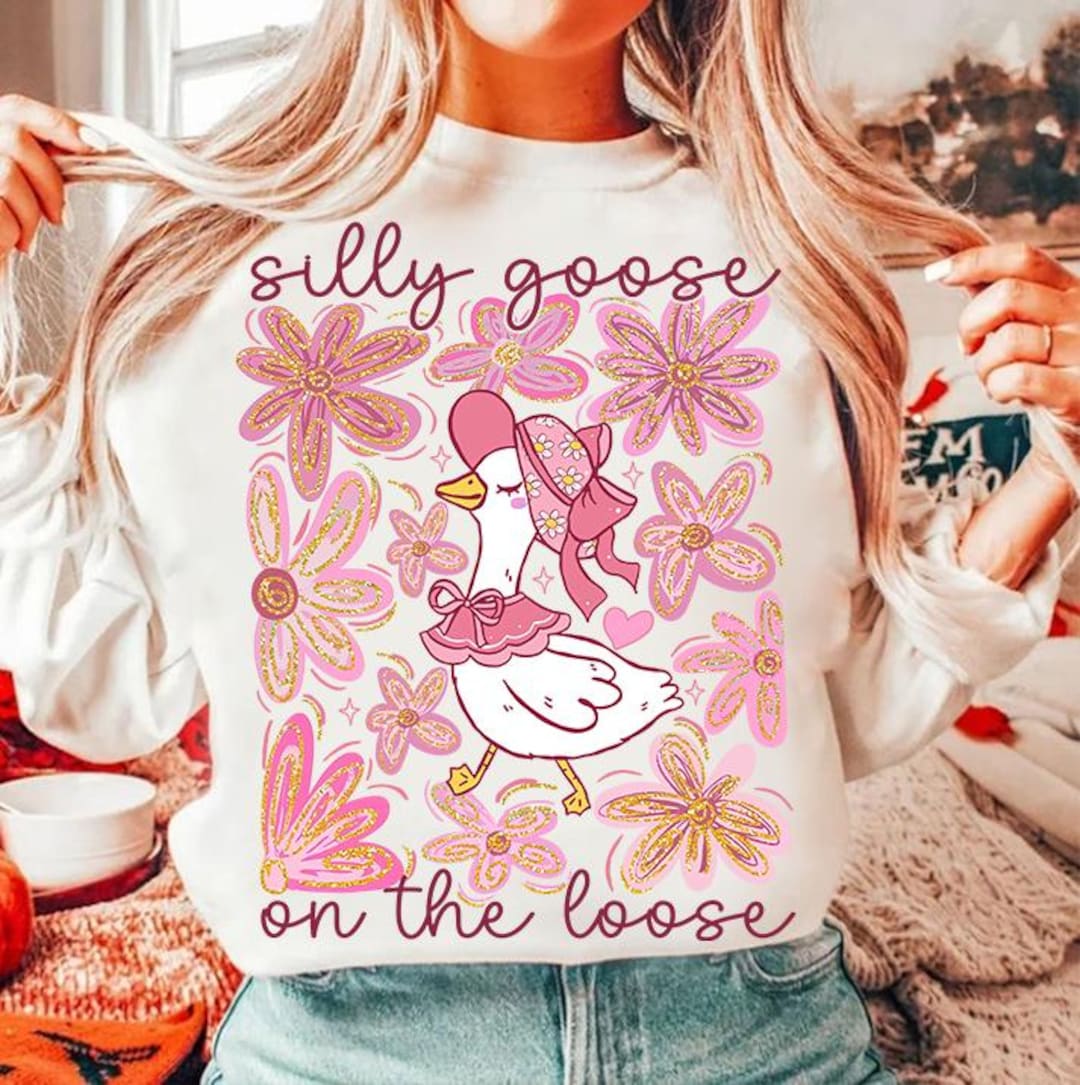 Boho Floral Goose Png, Pink Mama Goose Png, Spring Floral PNG, Silly ...