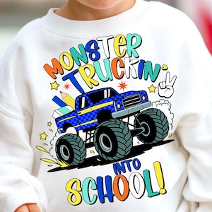 Back to School for Boys Png, Monster Truckin Into School, Kindergarten ...