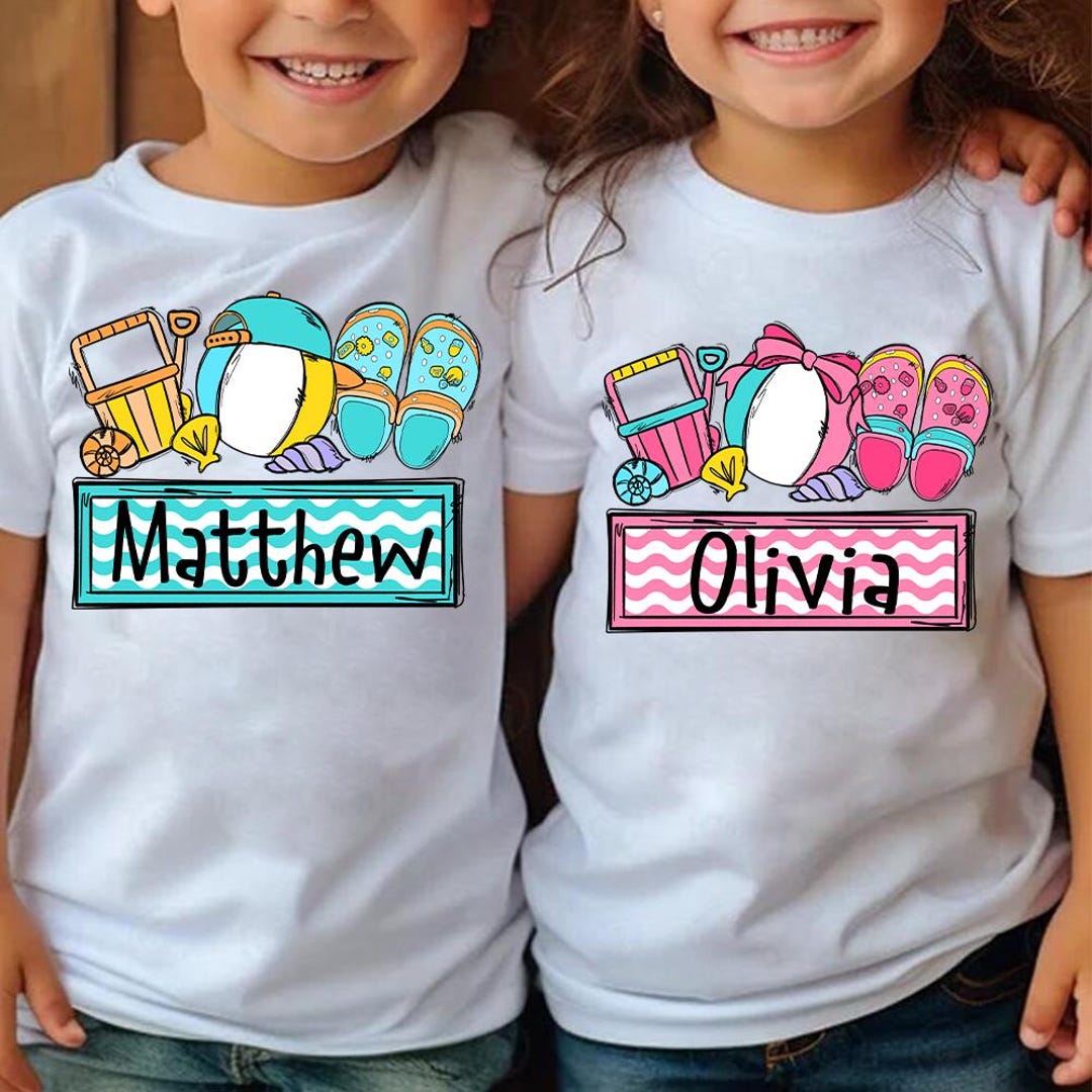 Boy Girl Beach Name Tag PNG, Summer Ice Cream Name Plate, Toddler Shirt ...