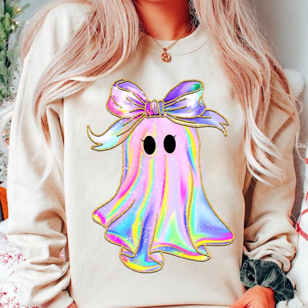 Iridescent Ghost Pumpkin PNG, Coquette Halloween Design, Iridescent ...
