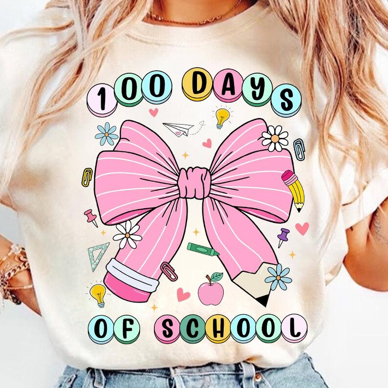 100 Days of School Coquette PNG, Teacher 100 Days Bracelet Png ...