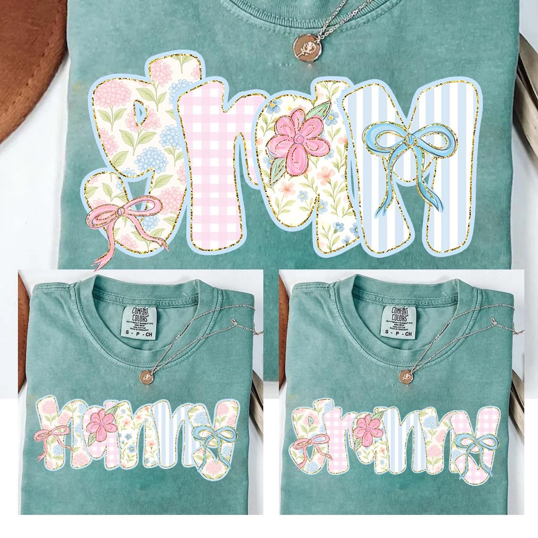 Preppy Floral Granny Nanny Gram Bundle Png, Grandmillennial Floral Png ...