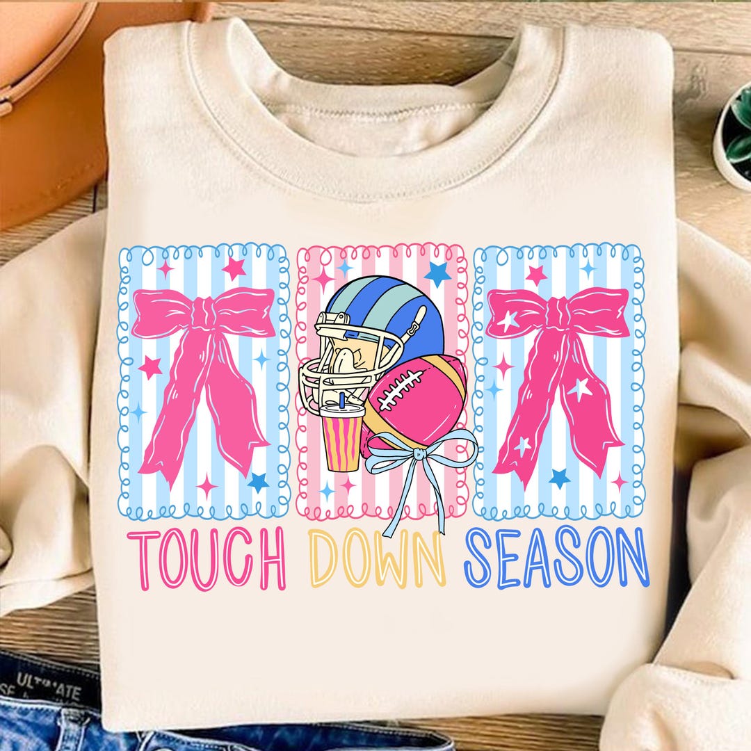 Preppy Football Touchdown Season Png, Pink Football Coquette Png, Game ...