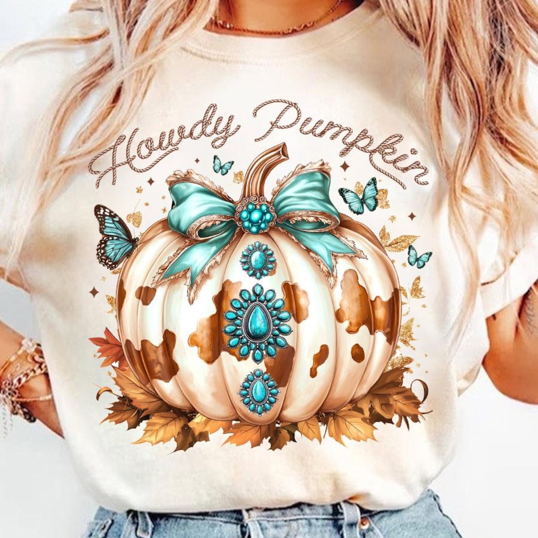 Howdy Fall Western Pumpkin Png Sublimation, Fall Cowhide Pumpkin, Fall ...