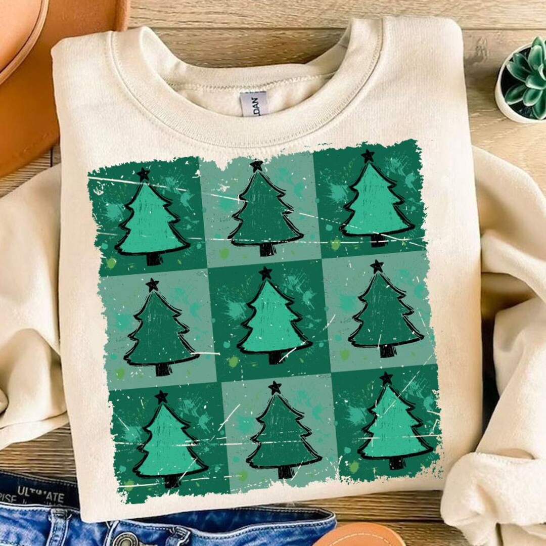 Retro Checkered Christmas Tree PNG, Cute Checkered Christmas Tree Png ...