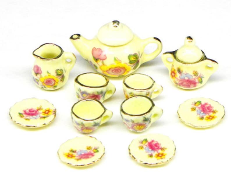 Dollhouse Miniature Tea Set Your Choice Color - Etsy