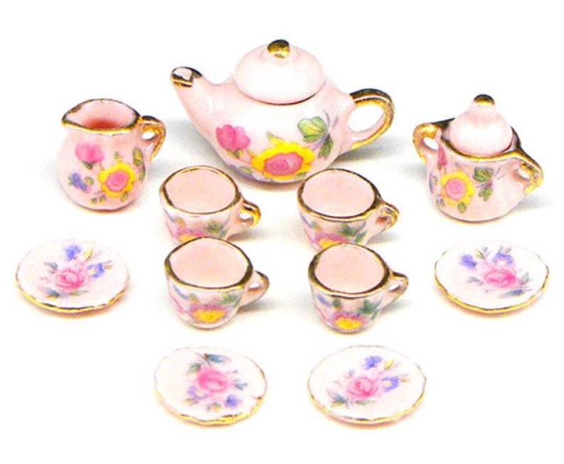 Dollhouse Miniature Tea Set Your Choice Color - Etsy