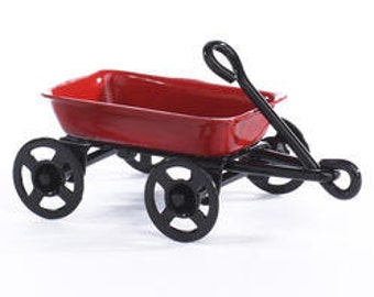 Dollhouse Miniature Little Red Wagon With Turning Wheels Metal 1:12 ...