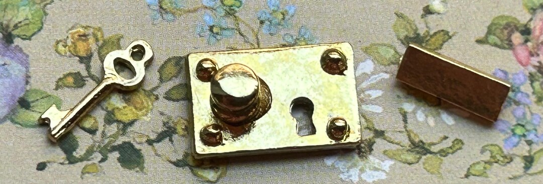 Miniature Brass Lock and Key - Etsy