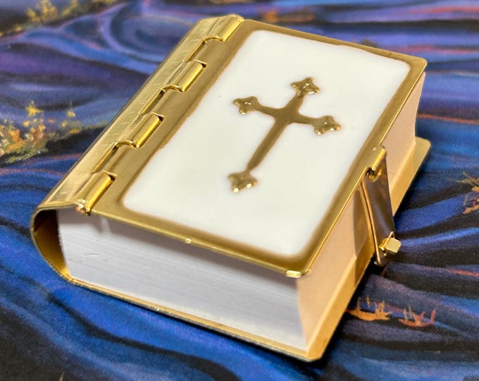 Miniature Large Bible With Text and Brass Cover - Etsy
