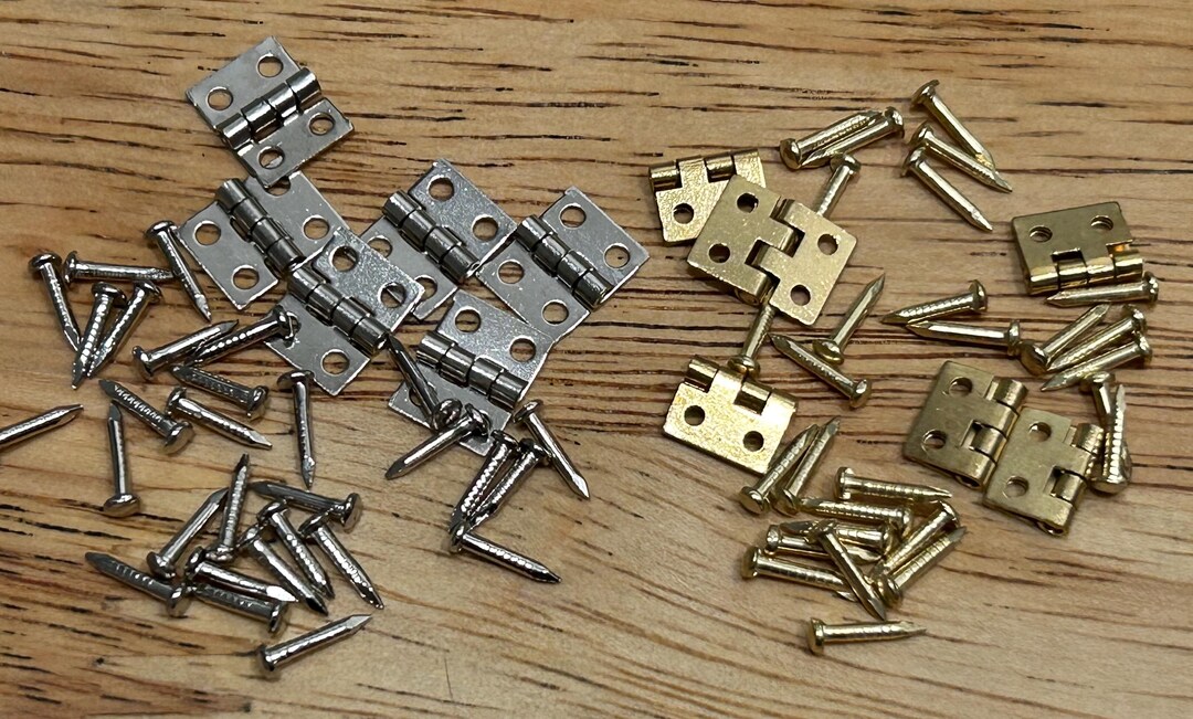Miniature Butt Hinges and Nails - Set of 6 - Your Choice Color - Etsy