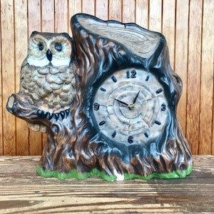 1980 Vintage Ceramic Owl Clock - Etsy