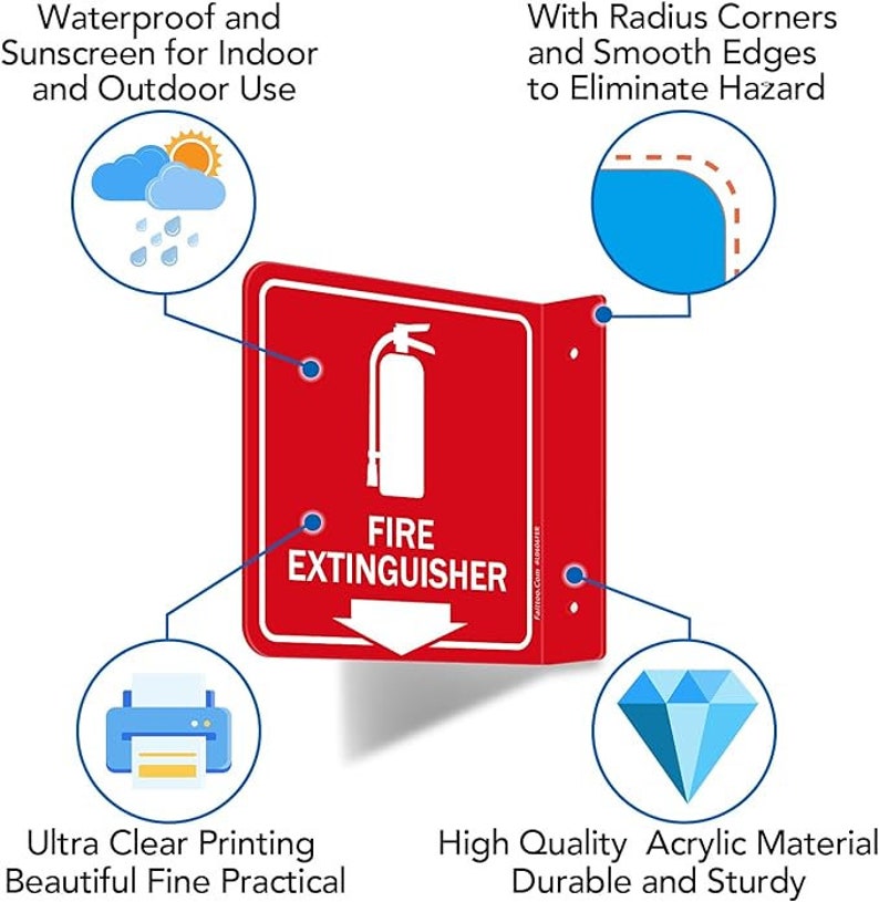 2-pack Fire Extinguisher Signs With Down Arrow 6x6 Acrylic Plastic Pre ...