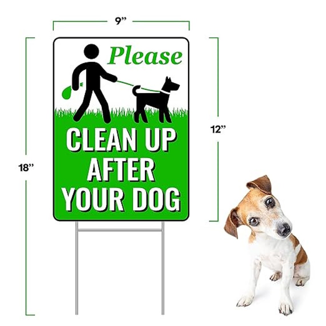 2 Pack 12x9 Clean up After Your Dog Signs With Metal H-stake No Poop ...