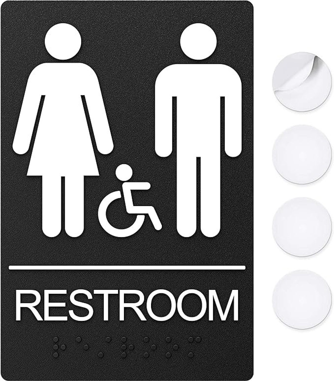 Washroom Sign Unisex Restroom Sign for Men and Women 9x6 ADA Compliant ...