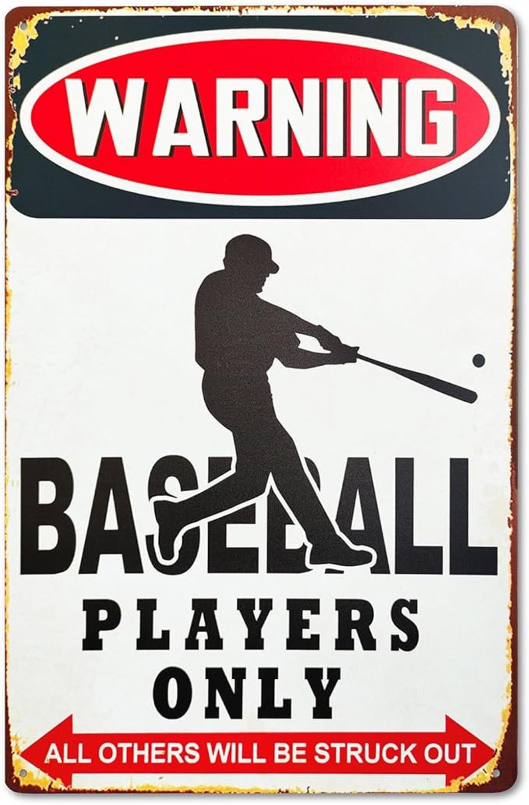Vintage Tin Sign warning Baseball Players Only Boy's Baseball Gift ...