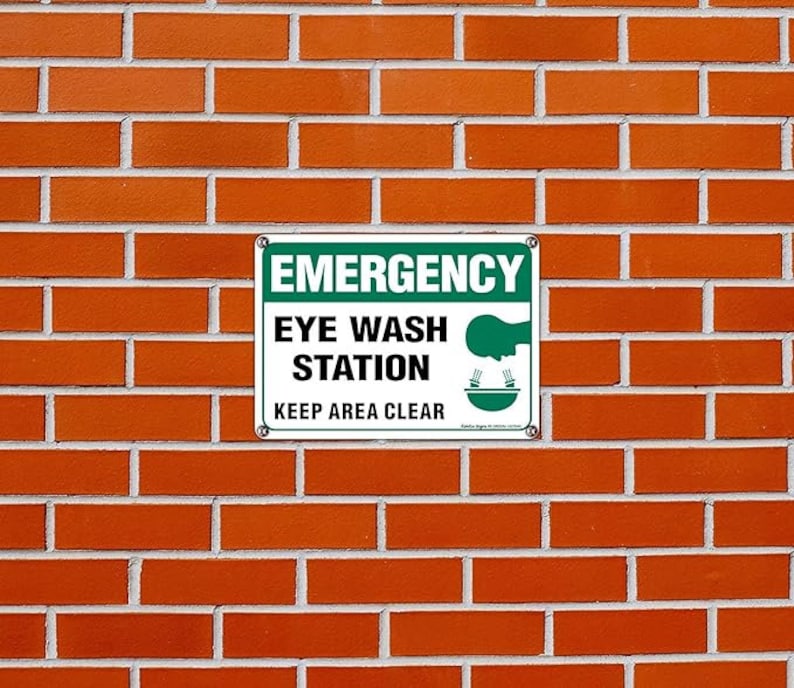 2-pack Emergency Eye Wash Station Signs 10x7 Rust-free Aluminum UV ...