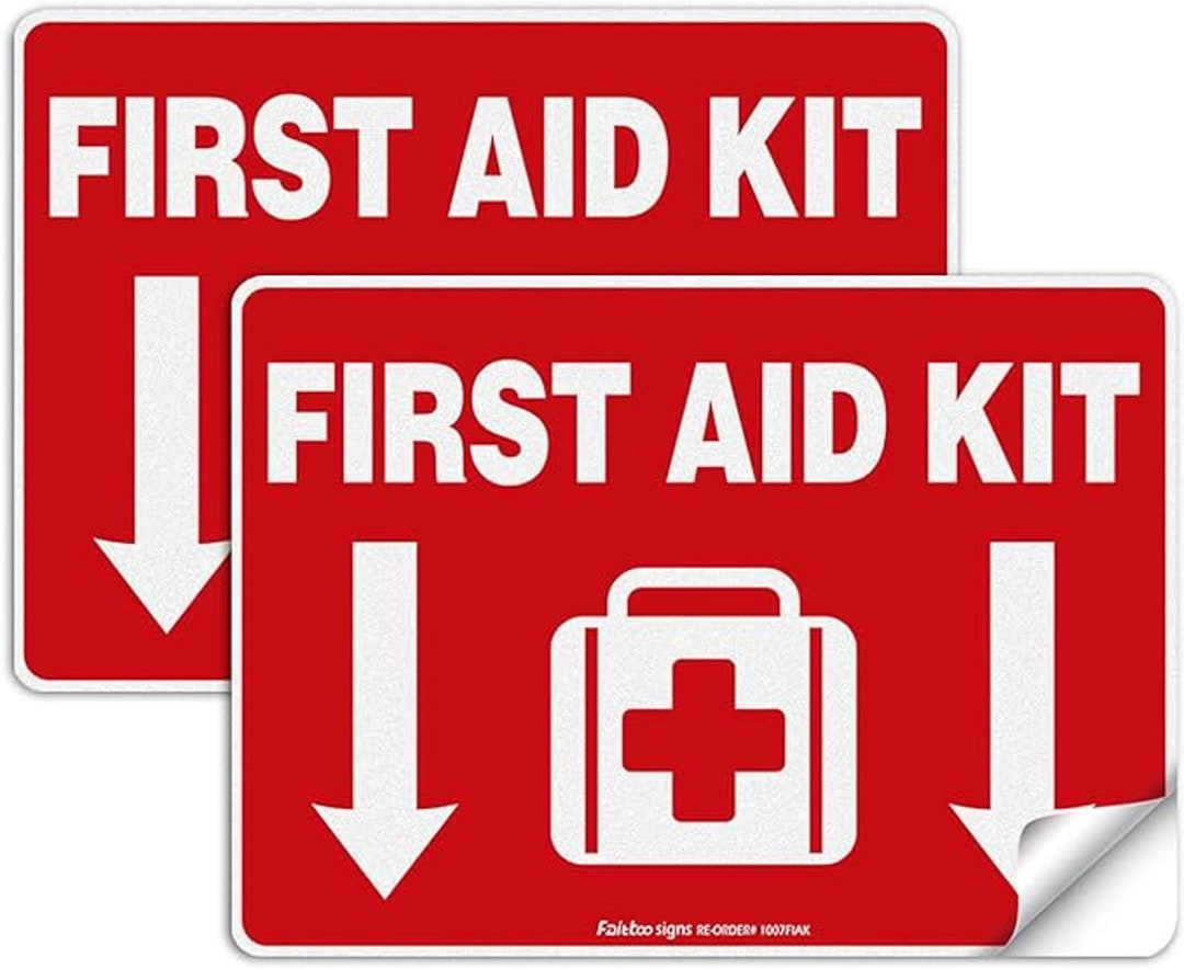 2-pack First Aid Kit Stickers 10x7 Reflective Self-adhesive Vinyl ...