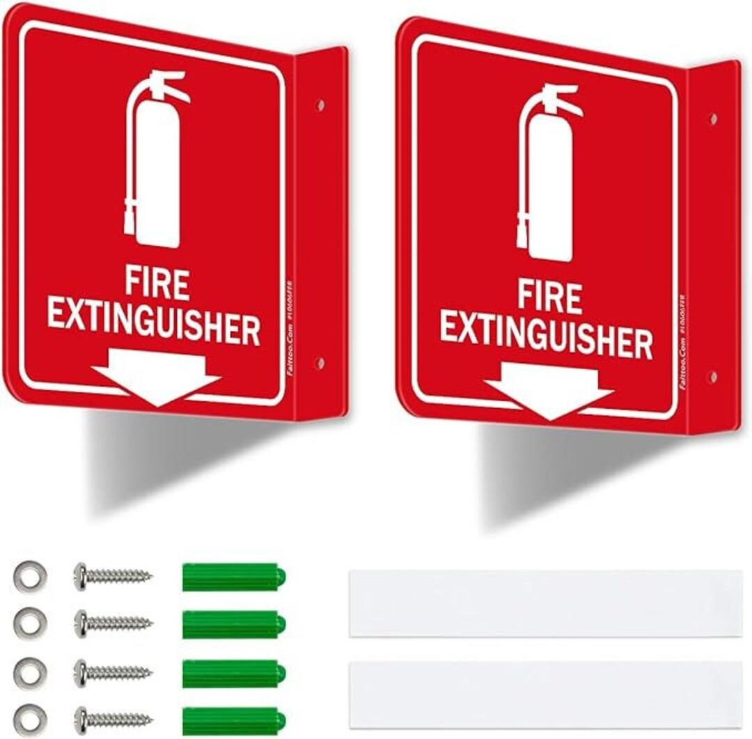 2-pack Fire Extinguisher Signs With Down Arrow 6x6 Acrylic Plastic Pre ...