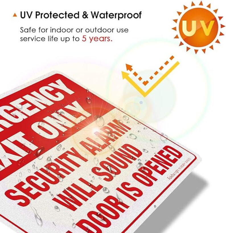 4-pack Emergency Exit Only Stickers 10x7 Reflective Self-adhesive Vinyl ...