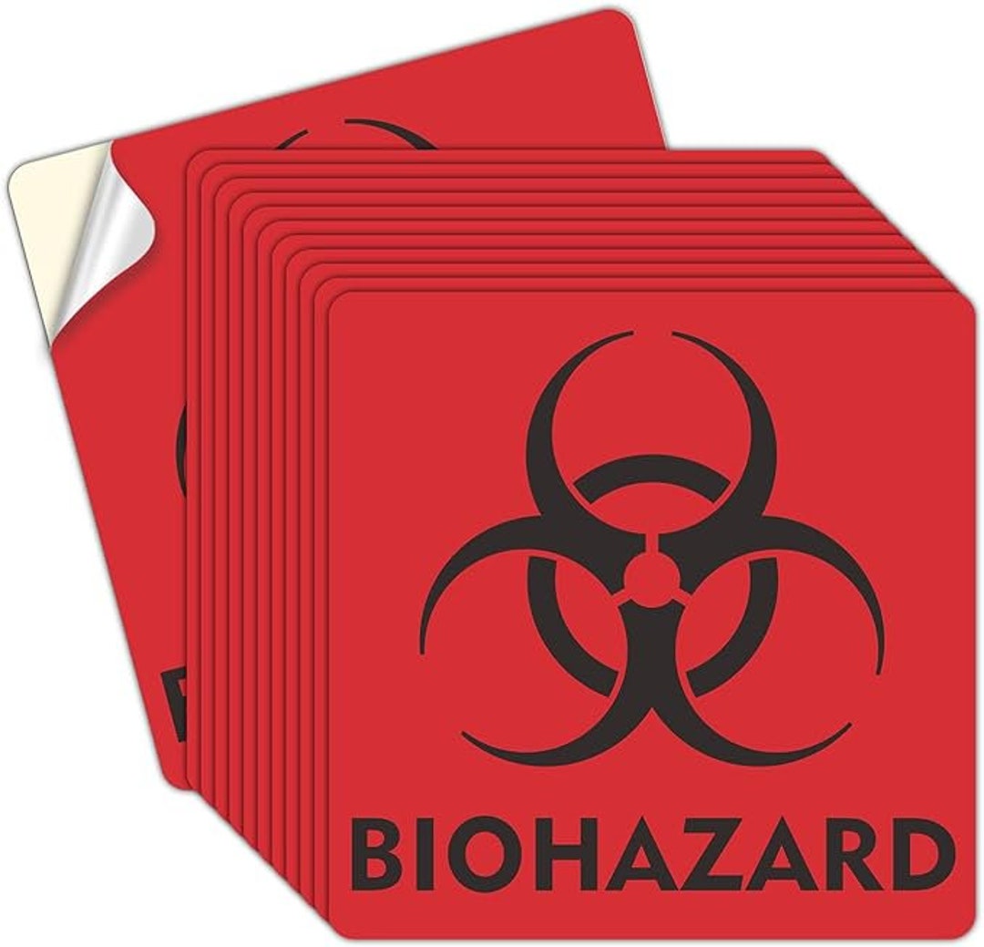 12-pack Biohazard Stickers 6x6 Waterproof Vinyl Warning Labels 6 Mil ...