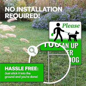 2 Pack 12x9 Clean up After Your Dog Signs With Metal H-stake No Poop ...