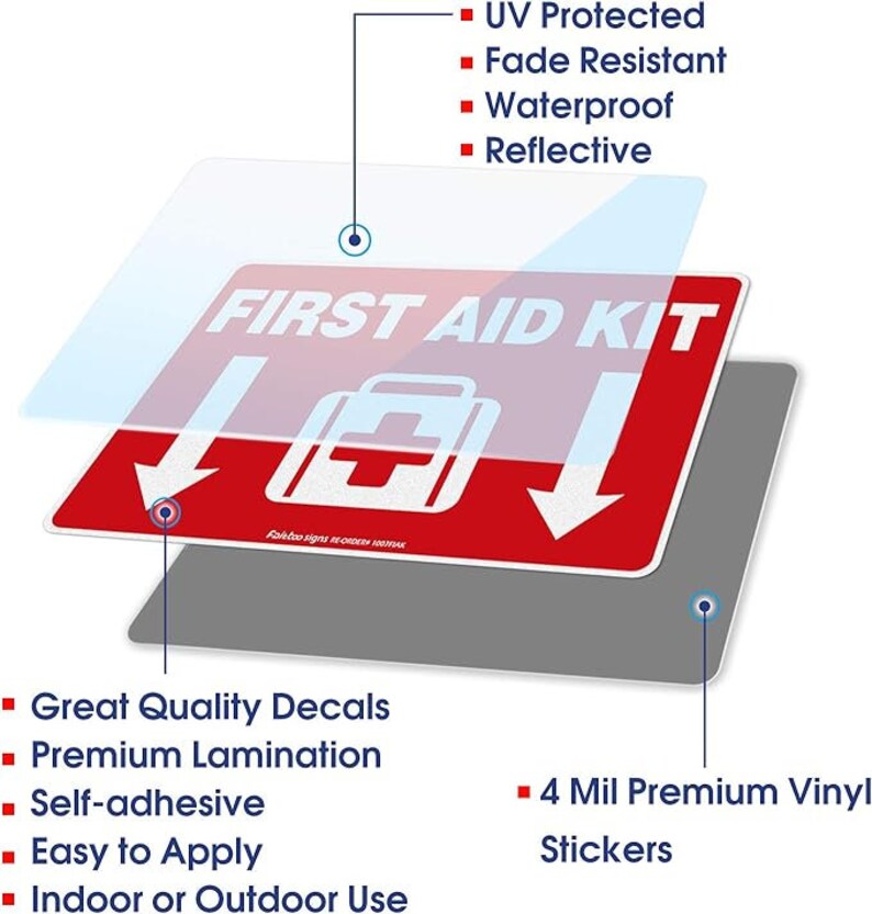 2-pack First Aid Kit Stickers 10x7 Reflective Self-adhesive Vinyl ...