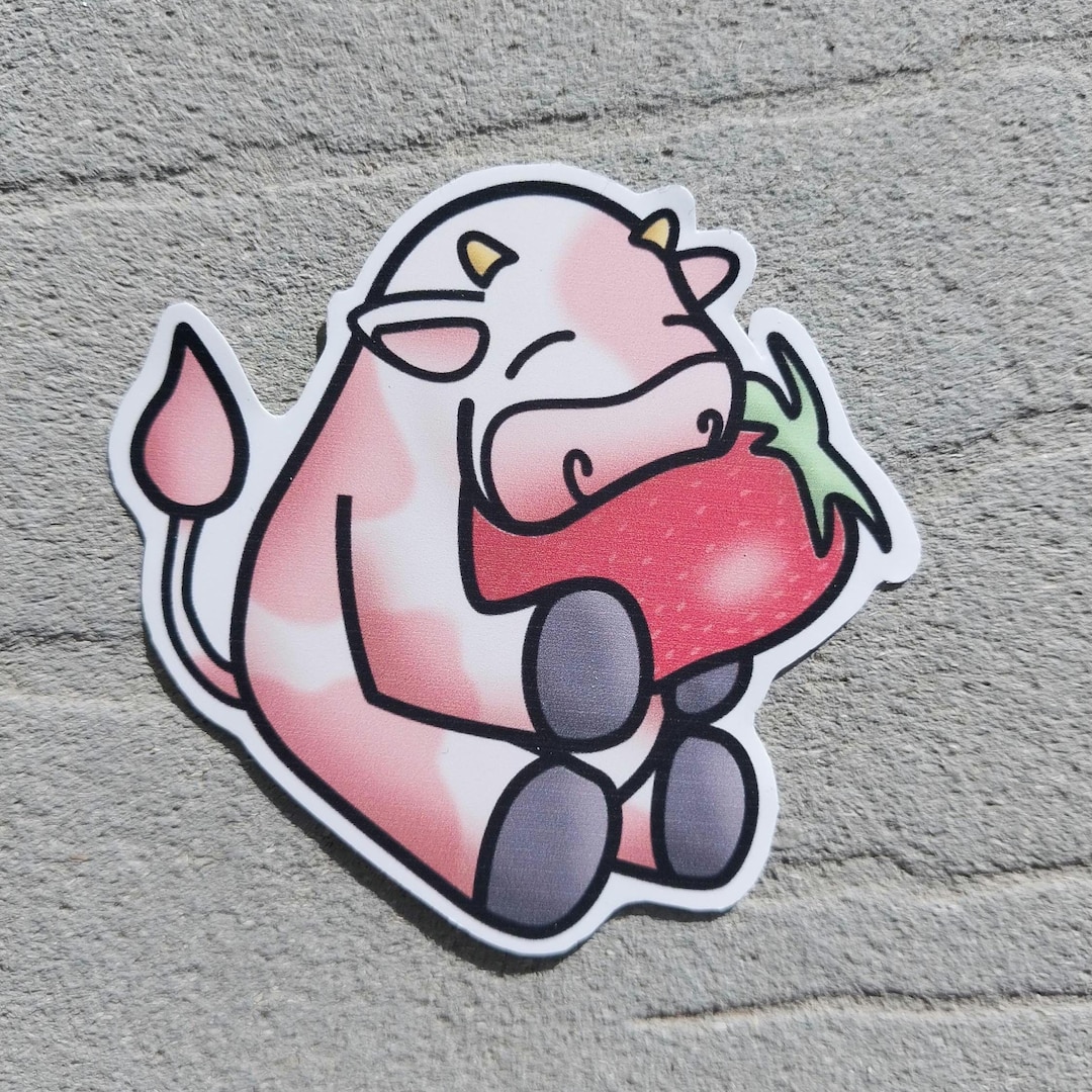 Strawberry Cow Cute Vinyl Decal Sticker - Etsy