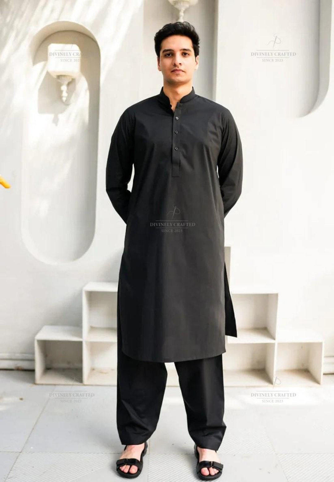 Shalwar Kameez for Men - 100% Cotton Black Shalwar Kameez Traditional ...