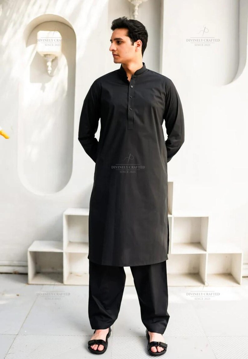 Shalwar Kameez for Men - 100% Cotton Black Shalwar Kameez Traditional ...