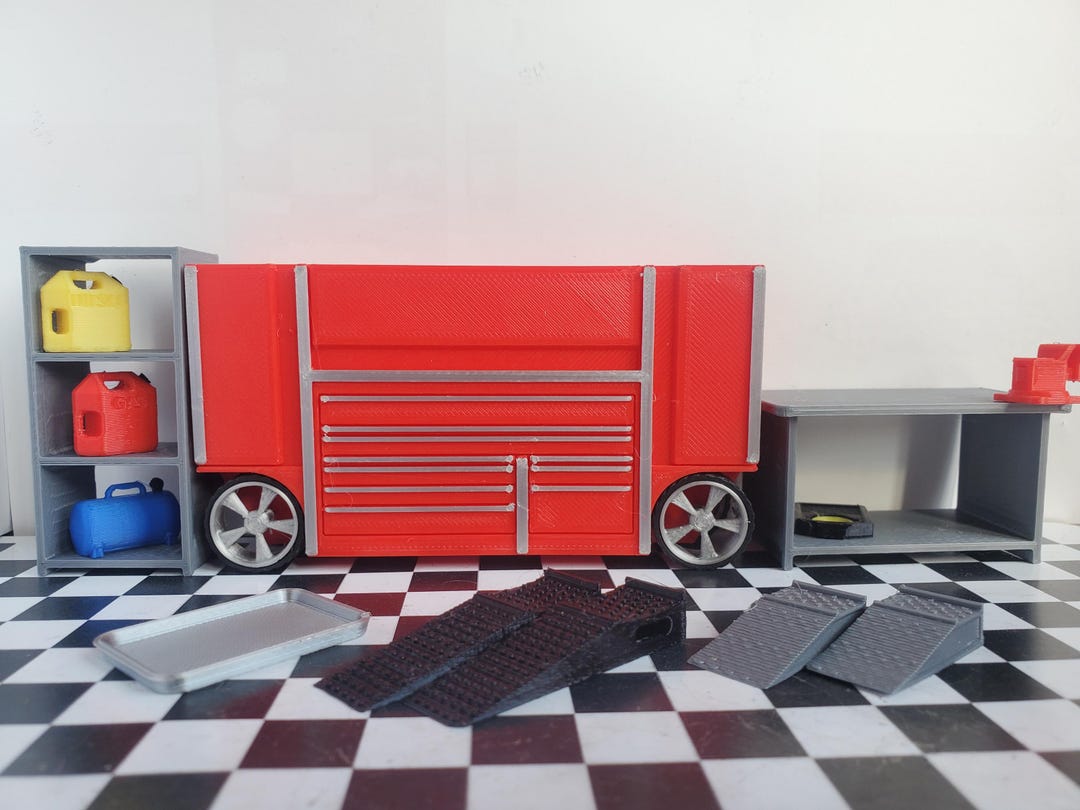 Utility Pit Tool Box Workbench Shelf Vise Oil Pan Gas 1/24 1/25 Scale ...