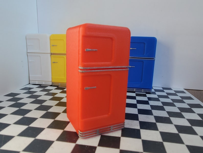 Retro Style Fridge 1/24 1/25 for Diorama Shop Display Refrigerator Doll ...
