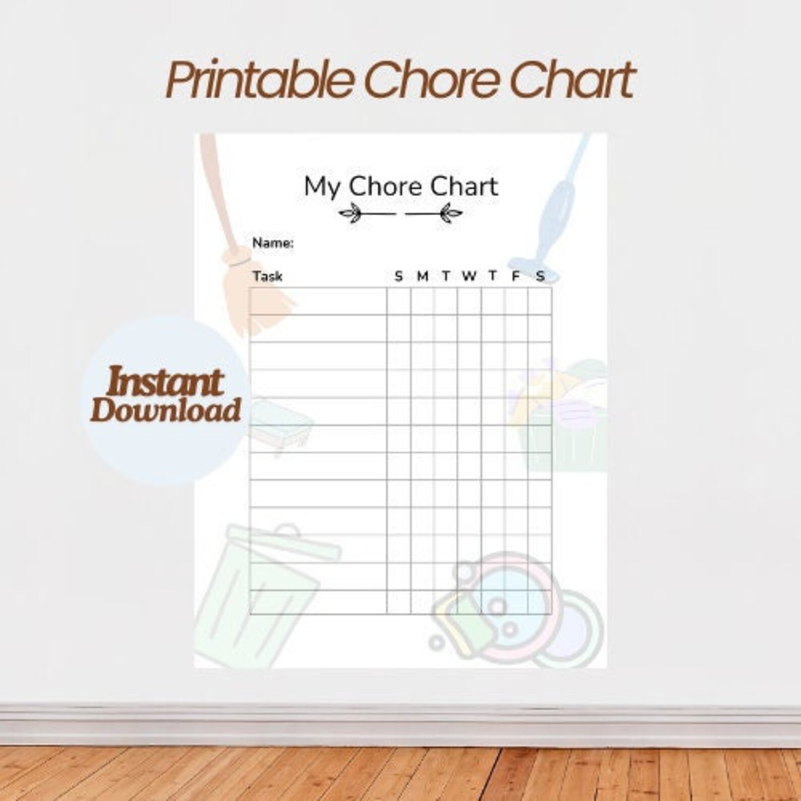 Printable Kid's Chore Chart | Daily Routine Chart | Kid's Daily Chores ...
