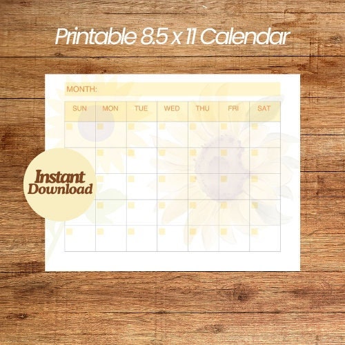 Printable 8.5 X 11 Calendar | Printable Blank Calendar | Printable Desk ...