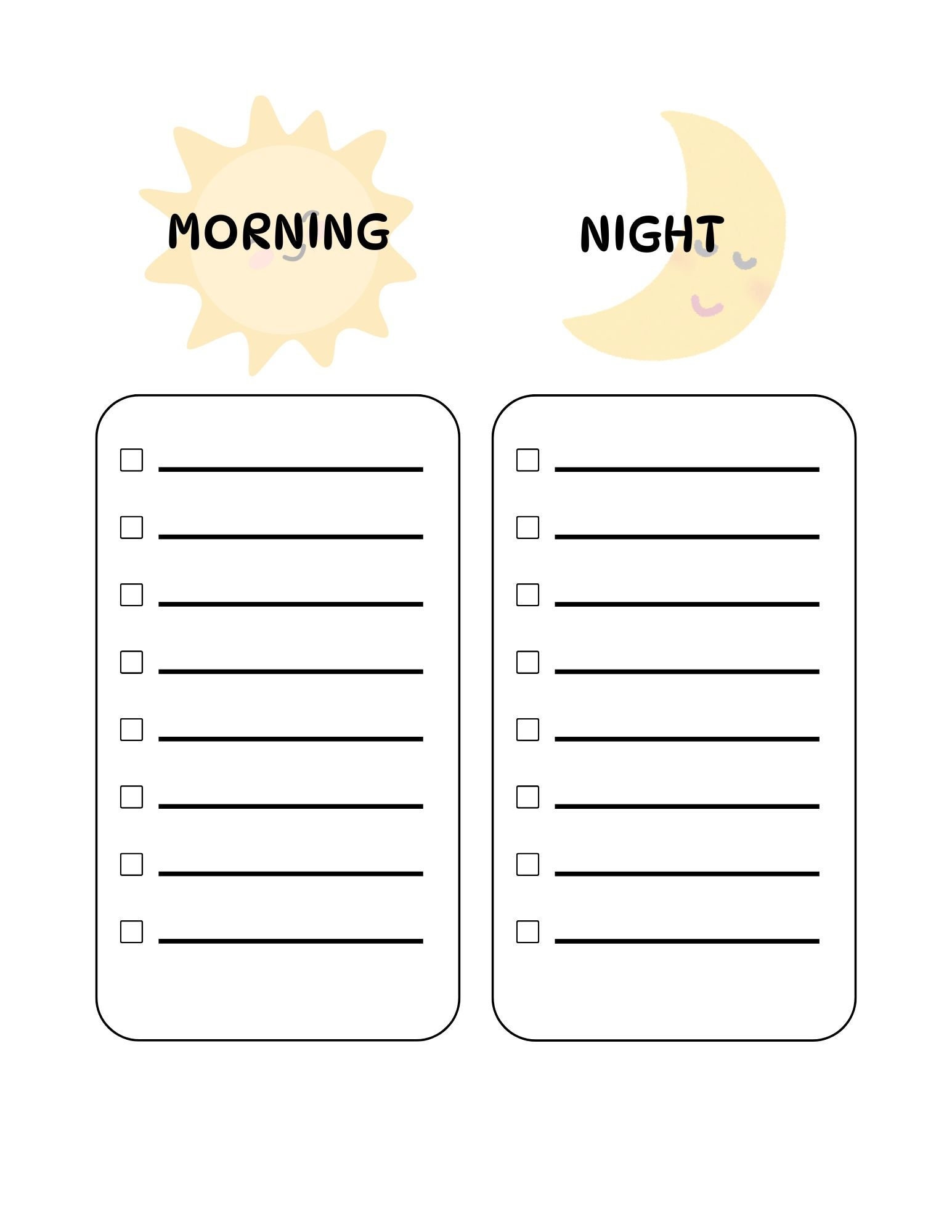Kid Routine Chart | Morning/night Routine | Printable Morning/night ...