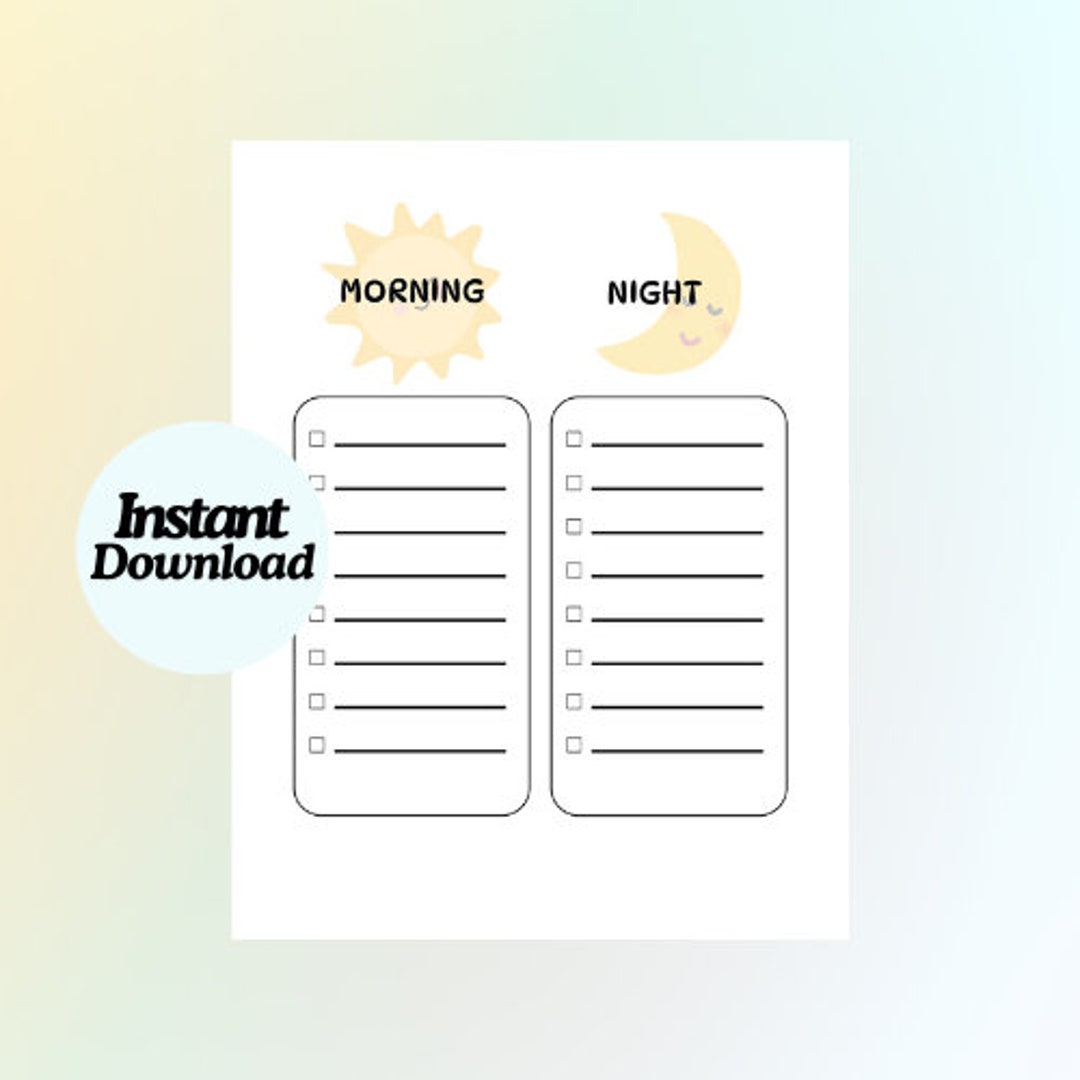 Kid Routine Chart | Morning/night Routine | Printable Morning/night ...