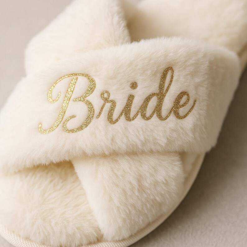 Personalized Fluffy Slippers, Custom Bride Slippers,bridesmaid Custom ...