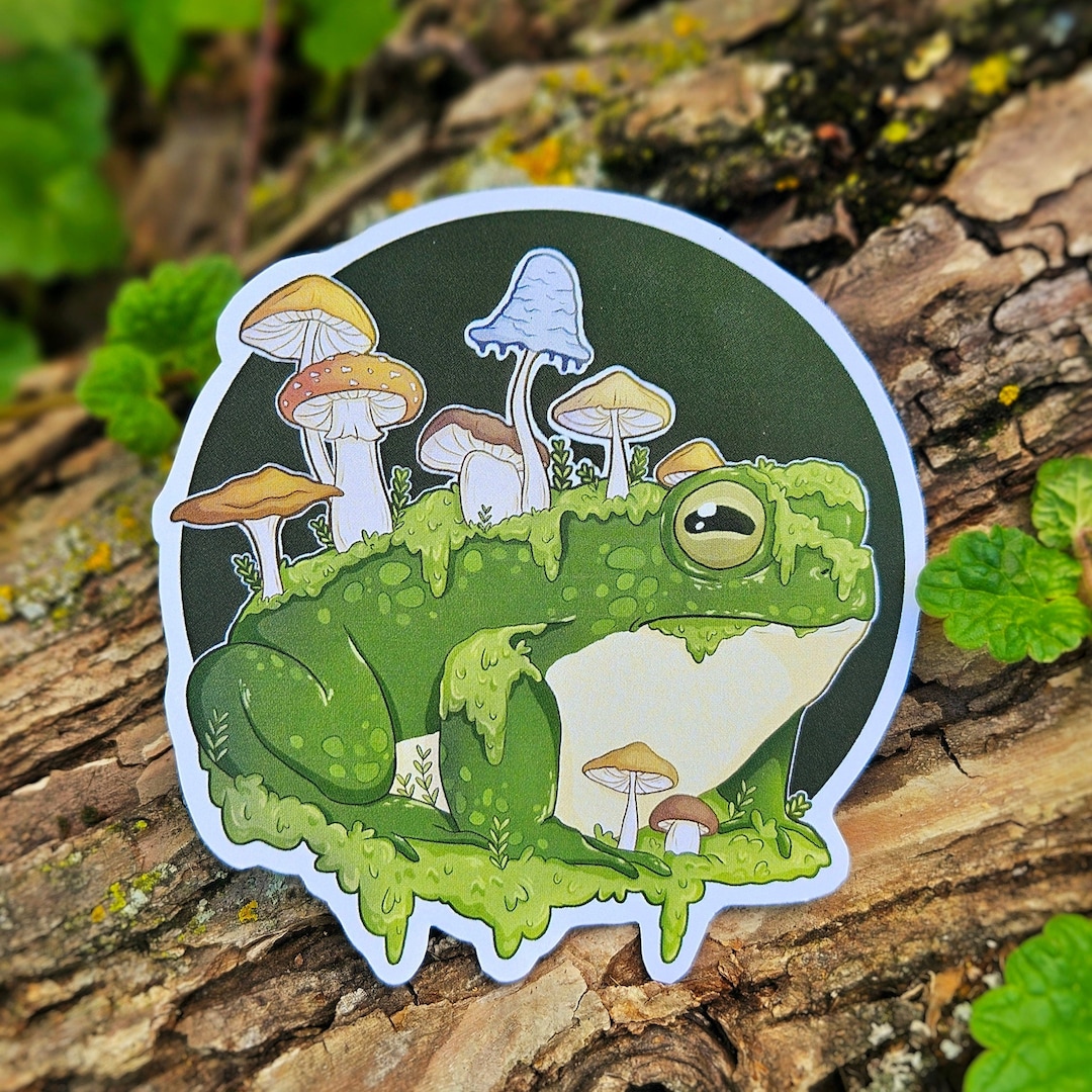 Mushroom Frog Sticker | Frog Sticker | Cute Durable Sticker | Handmade ...