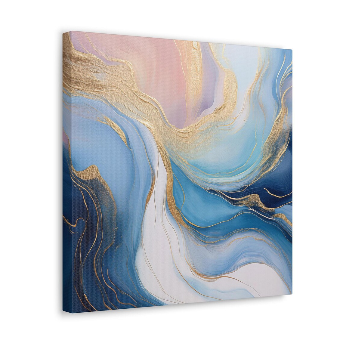 Unique Blue and Gold Fluidity Hand Painted Canvas Painting - Etsy