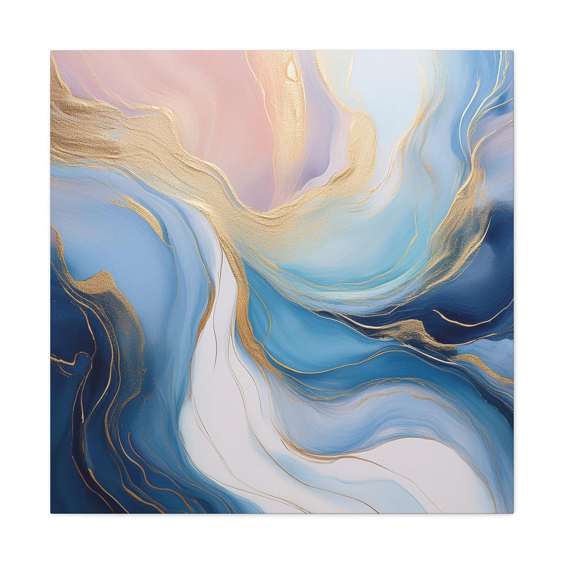 Unique Blue and Gold Fluidity Hand Painted Canvas Painting - Etsy