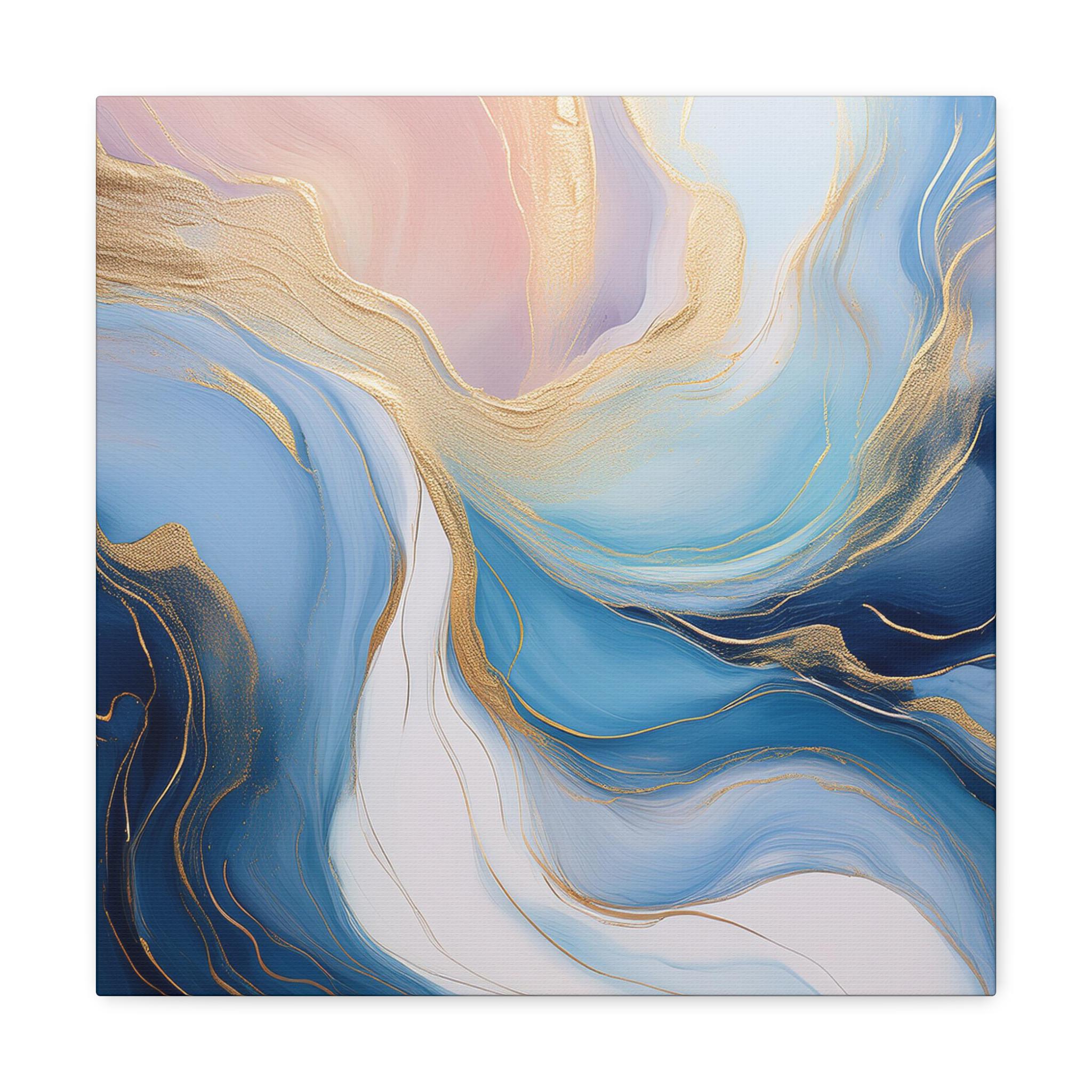 Unique Blue and Gold Fluidity Hand Painted Canvas Painting - Etsy