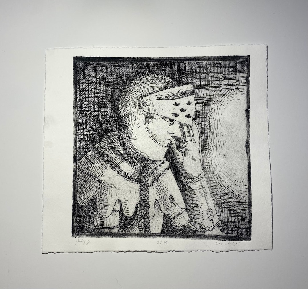 Knight, Dry Point Etching, Fine Art Print - Etsy