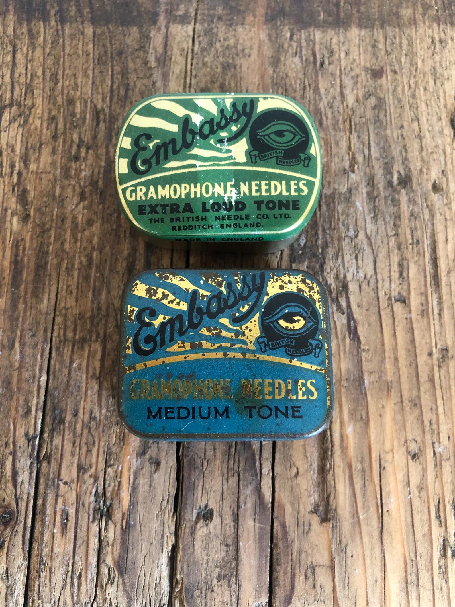 Vintage Gramaphone Needle Tins~two Cans~embassy Needle Tins~ - Etsy