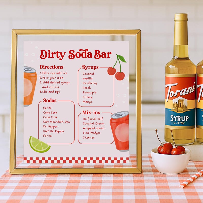 Dirty Soda Menu Pink - Etsy
