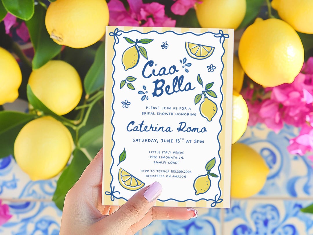 Ciao Bella Citrus Bridal Shower Invitation, 6 Designs, Italian Summer ...
