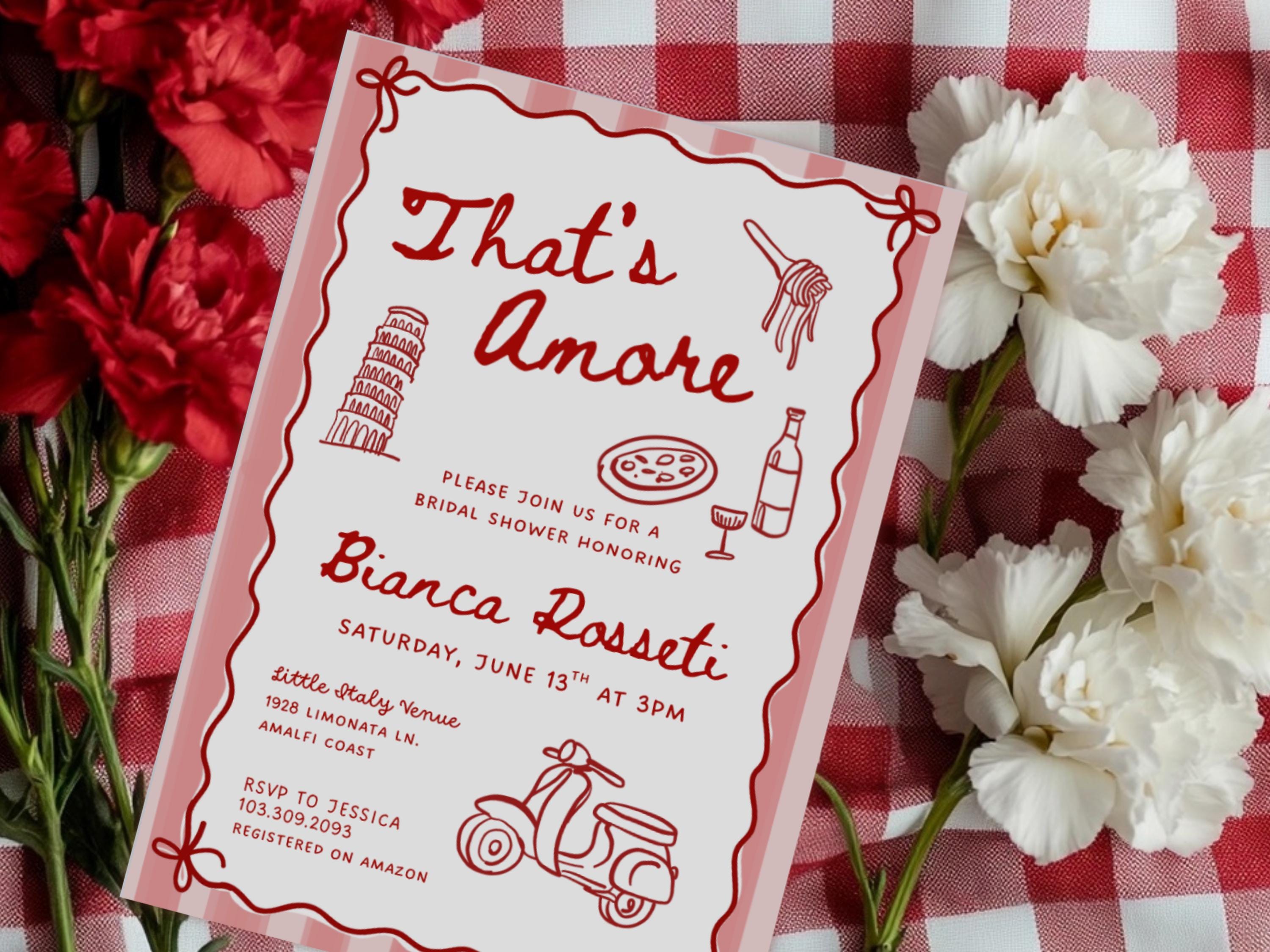 Italian Bridal Shower Invitation: That's Amore Theme (digital Download ...