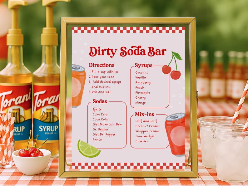Ready to Pop Baby Shower Soda Bar Menu: Editable Canva Template ...