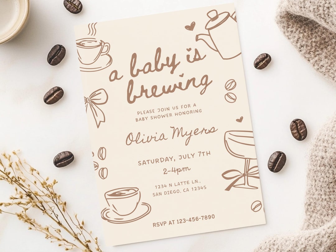Baby is Brewing Baby Shower Invitation: Coffee Theme (digital Download ...