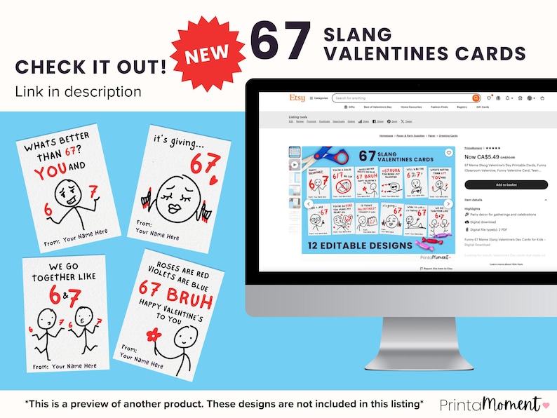 Meme Slang Kids Valentine's Day Cards, Funny Printable Classroom ...